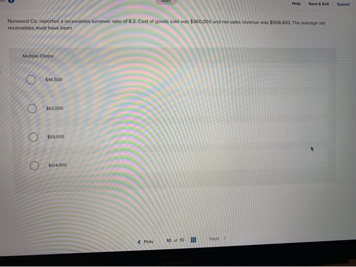 Solved Sived Help Save & Exit Submit Norwood Co. reported a | Chegg.com