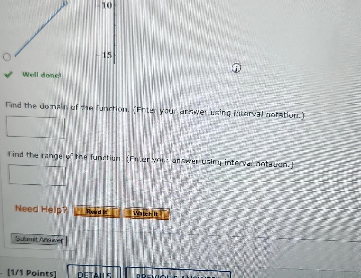 Solved Very nice! Find the domain of the function. (Enter | Chegg.com