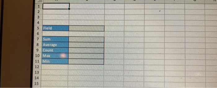 WN Field Sum Average Count MEX Complete the | Chegg.com
