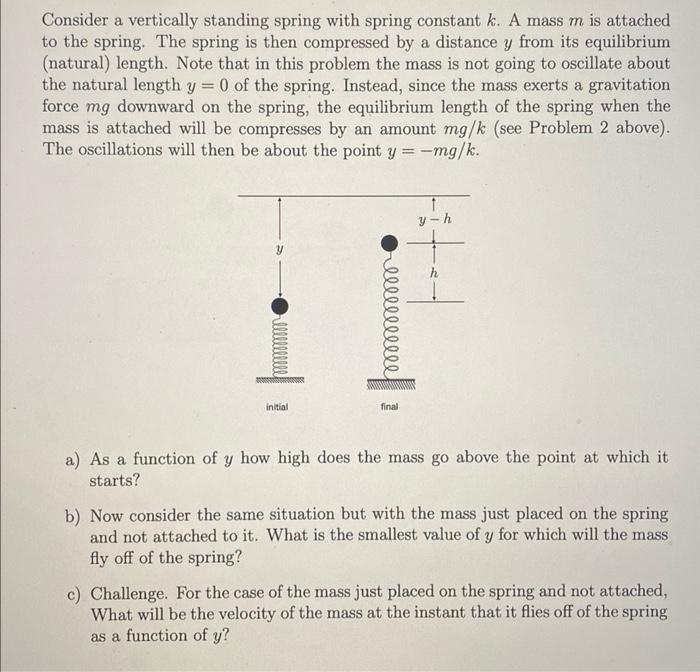 Solved Consider a vertically standing spring with spring | Chegg.com