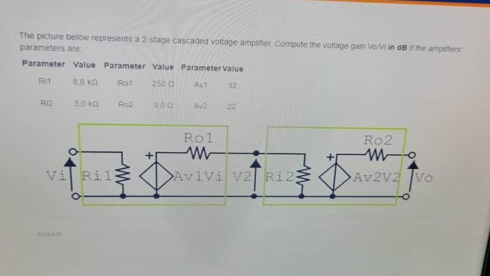 Solved The picture below represents a 2-stage cascaded | Chegg.com
