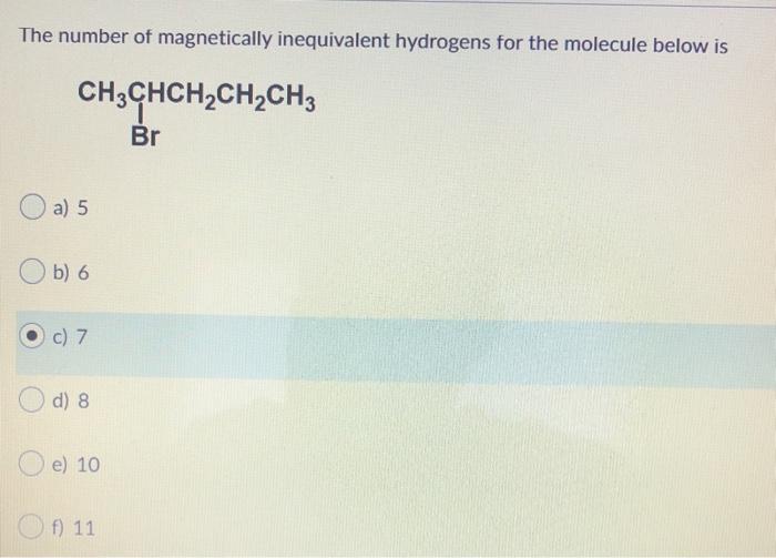 Solved The number of magnetically inequivalent hydrogens for | Chegg.com