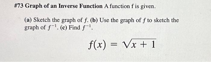 Solved \#73 Graph of an Inverse Function A function f is | Chegg.com