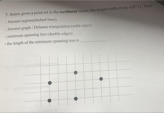 Solved 5. Below given a point set in the rectilinear metric | Chegg.com