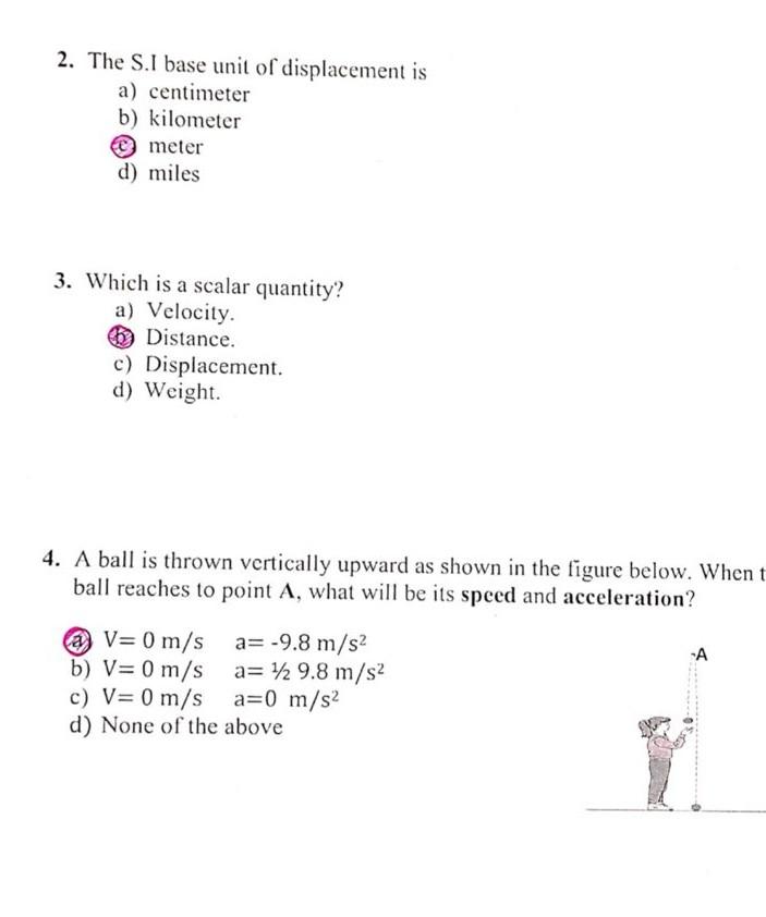 Solved 2. The S.I base unit of displacement is a) centimeter | Chegg.com