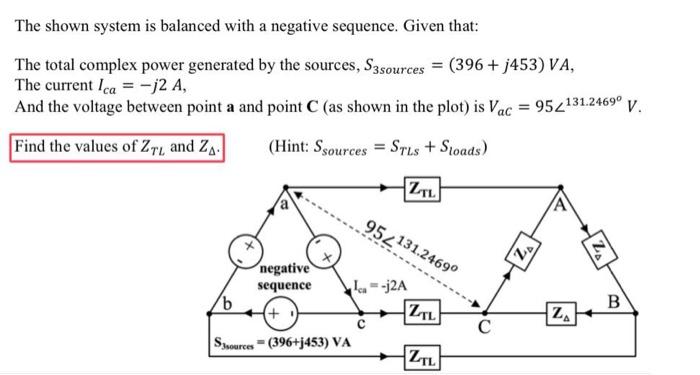 The shown system is balanced with a negative | Chegg.com