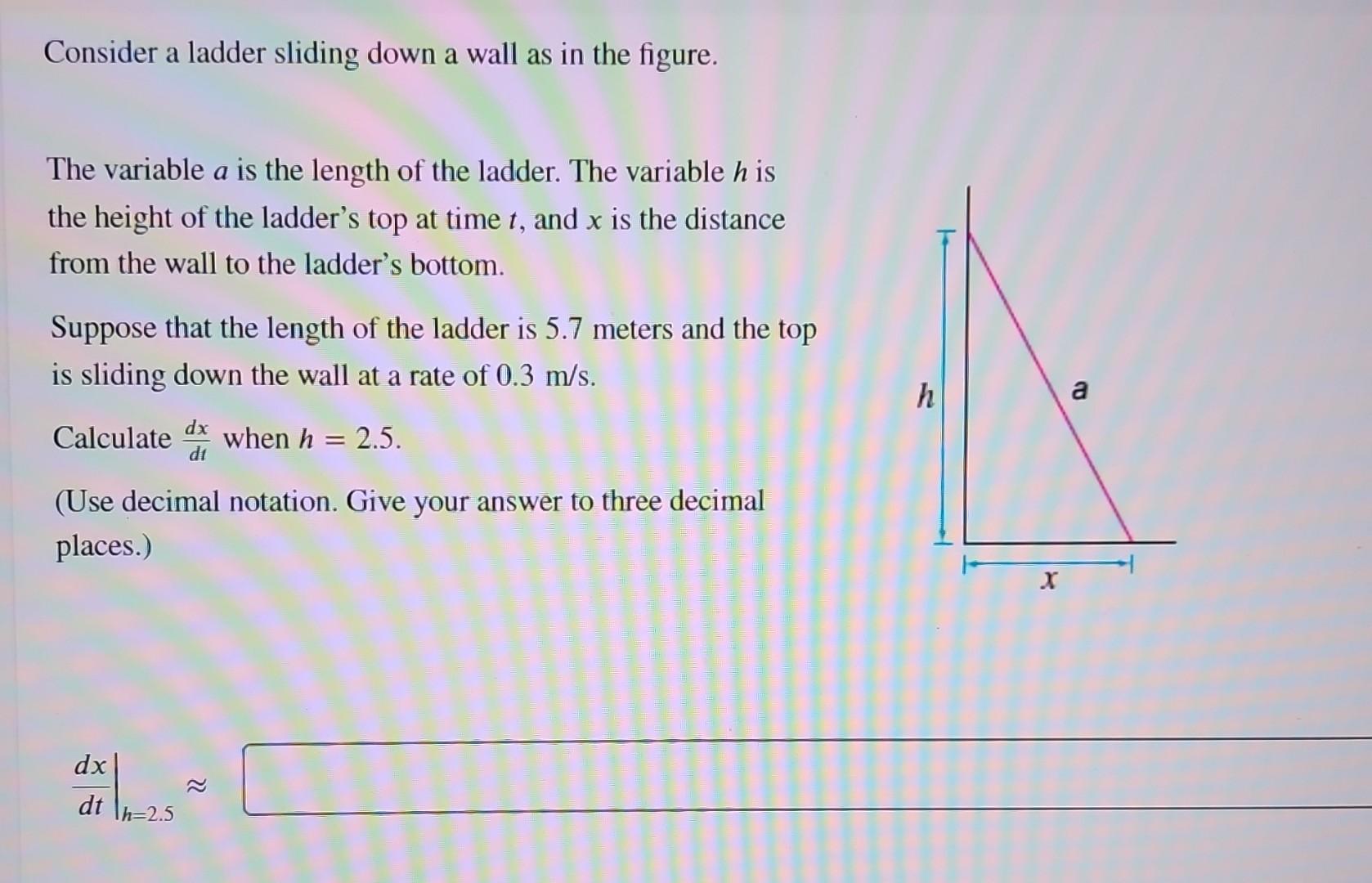 Solved Consider a ladder sliding down a wall as in the | Chegg.com