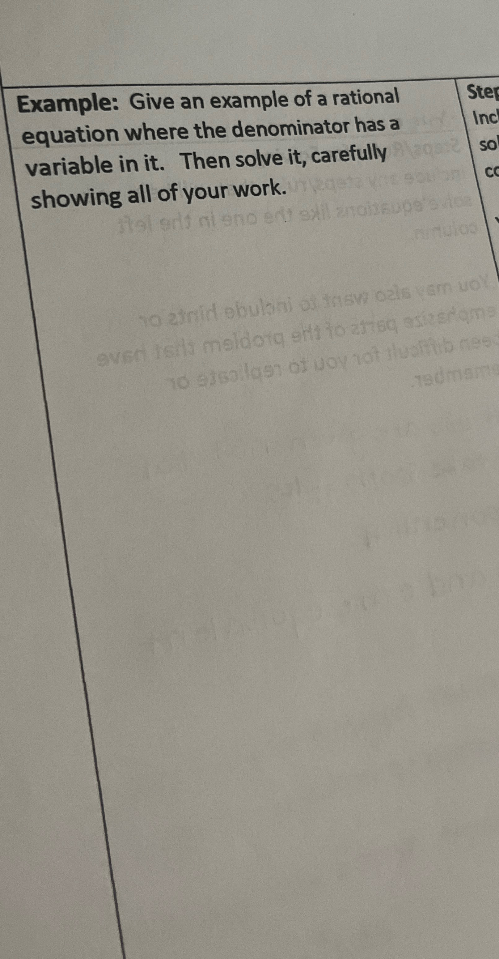 Solved Example Give An Example Of A Rational Equation Where 0951