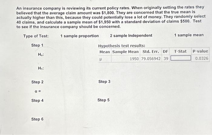 Solved An insurance company is reviewing its current policy | Chegg.com