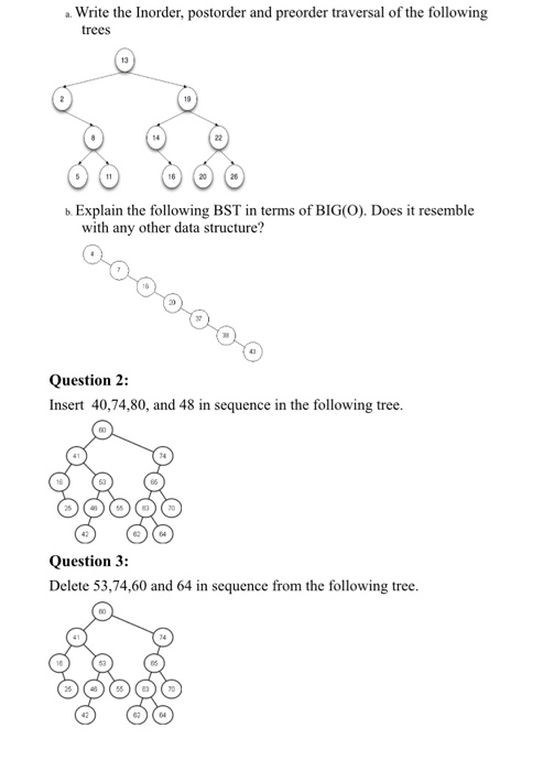 Solved ..Write the Inorder, postorder and preorder traversal | Chegg.com