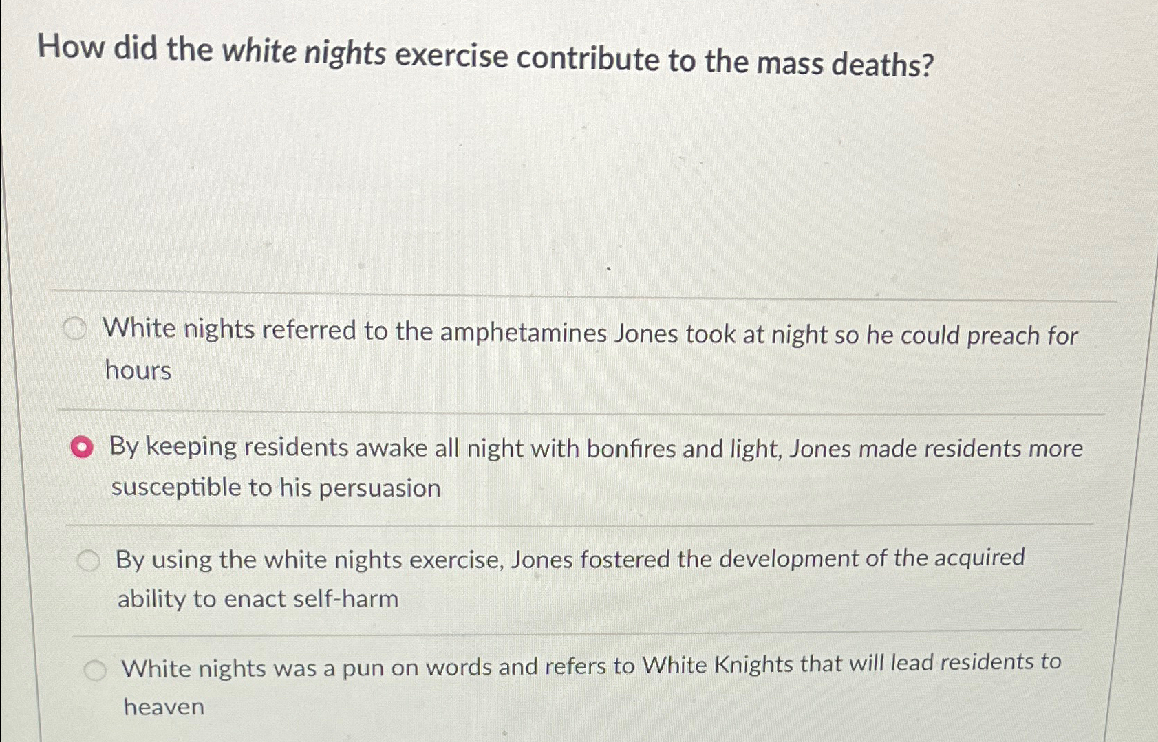 Solved How did the white nights exercise contribute to the | Chegg.com