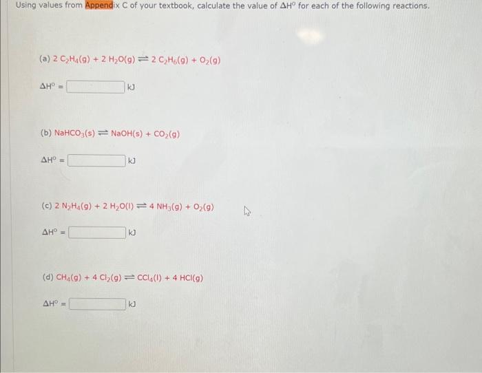 Using values from Appendix C of your textbook, | Chegg.com