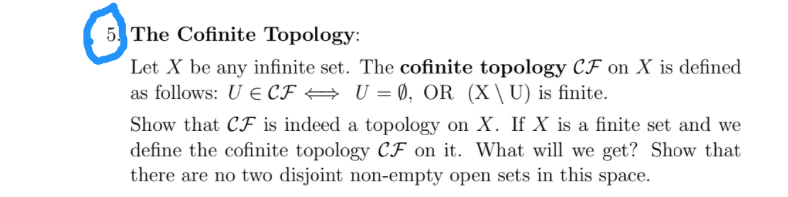 Solved The Cofinite Topology:Let x ﻿be any infinite set. The | Chegg.com