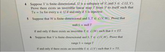Solved 4 Suppose V is finite-dimensional, U is a subspace of | Chegg.com