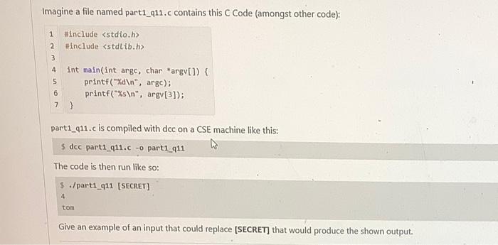 Solved Imagine a file named part1_911.c contains this C Code | Chegg.com