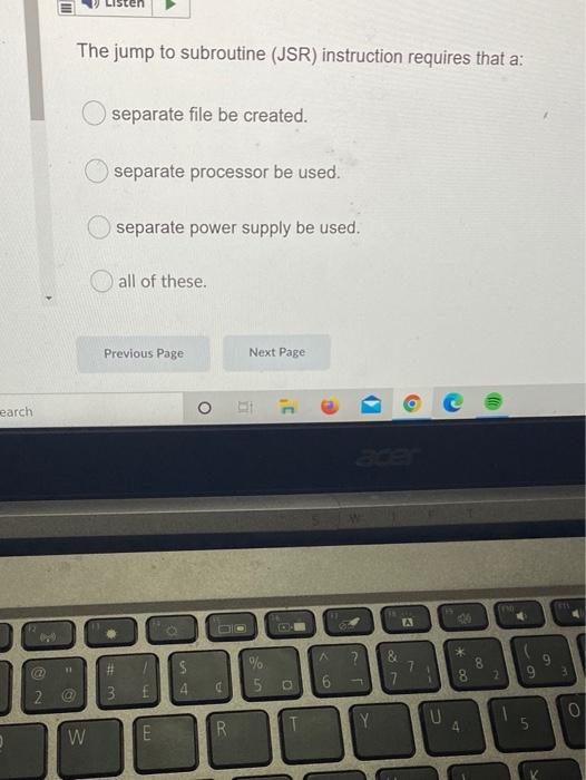 Solved The jump to subroutine (JSR) instruction requires | Chegg.com