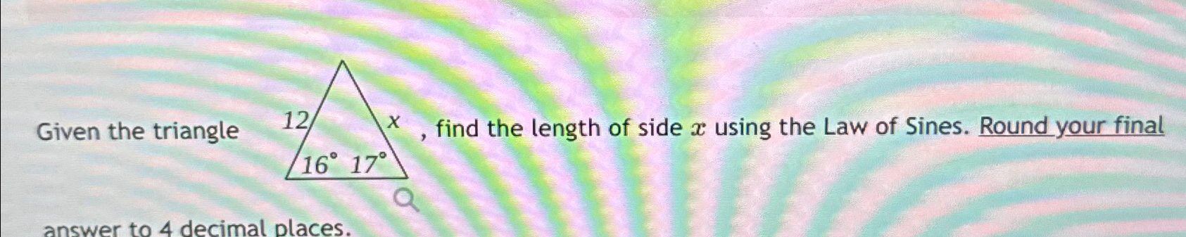 Solved Given the triangle find the length of side x ﻿using | Chegg.com
