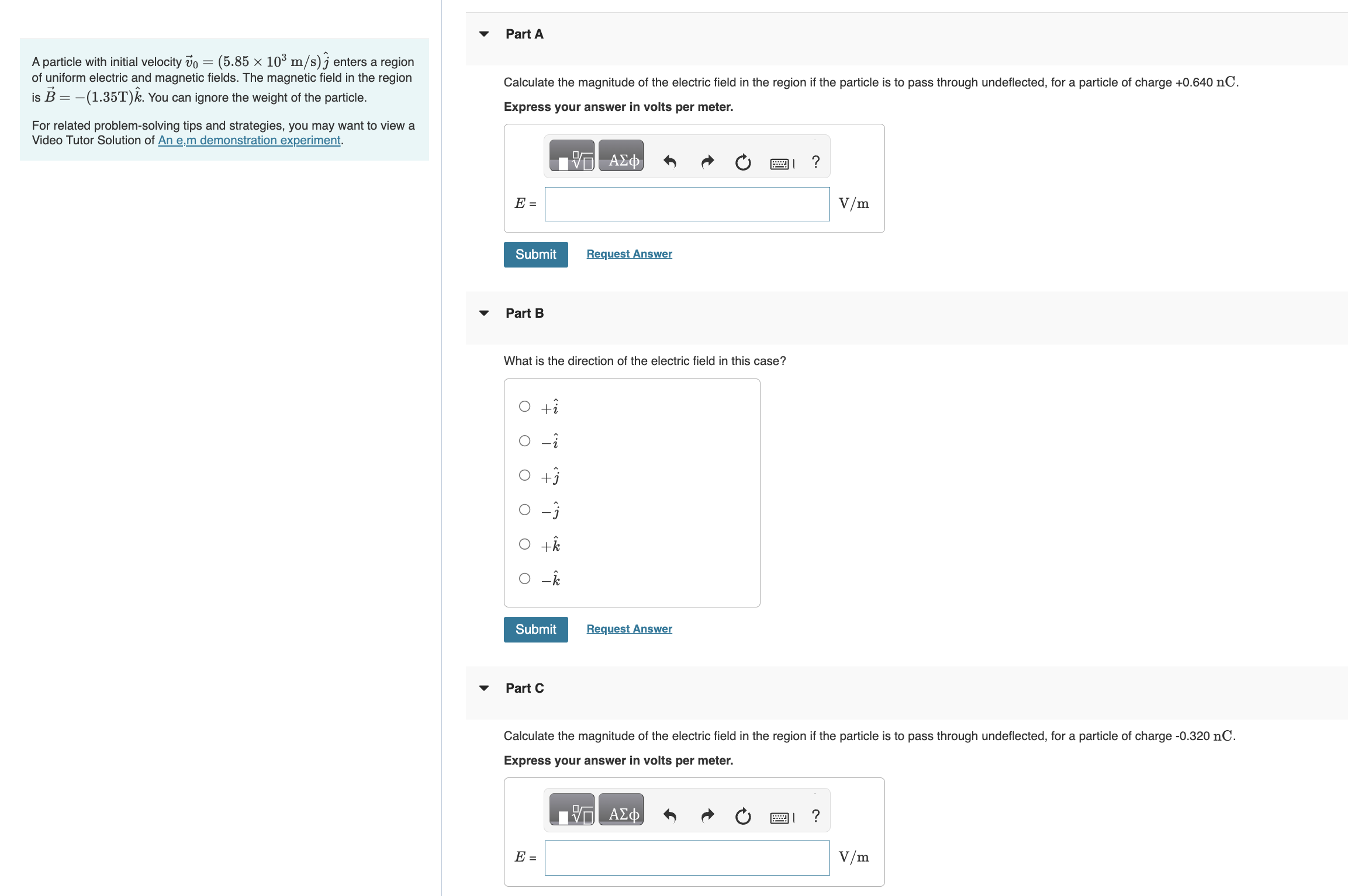 Solved Part AA particle with initial velocity | Chegg.com