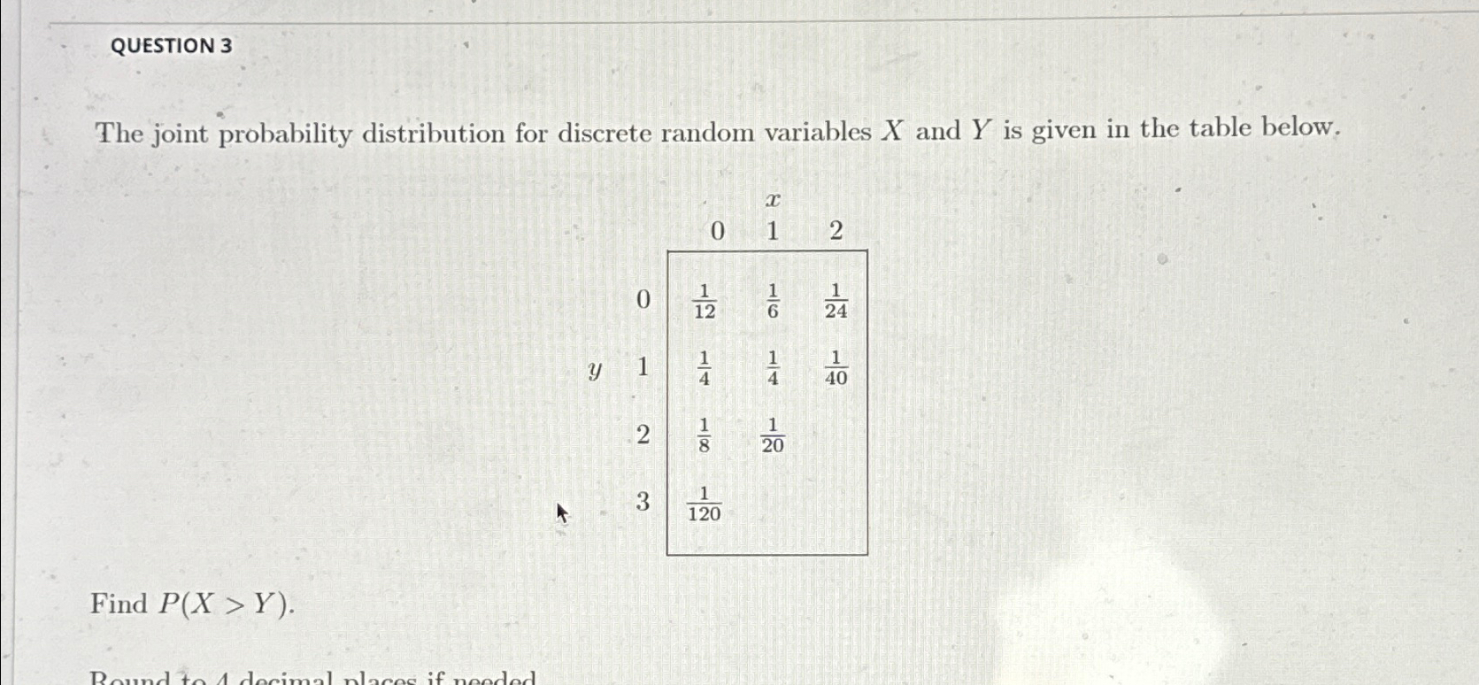 Solved QUESTION 3The joint probability distribution for | Chegg.com