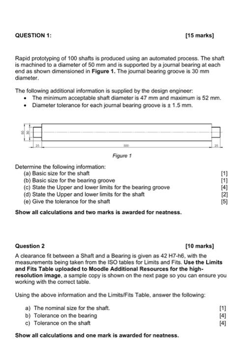 Solved QUESTION 1: [15 marks] Rapid prototyping of 100 | Chegg.com