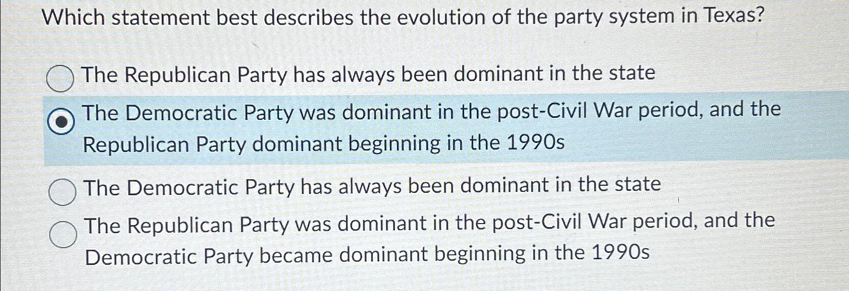 Solved Which statement best describes the evolution of the | Chegg.com