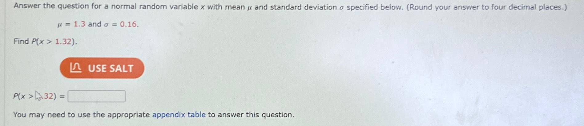 Solved Answer the question for a normal random variable x | Chegg.com