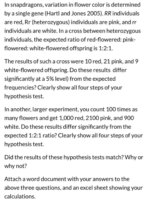 Solved In snapdragons, variation in flower color is | Chegg.com