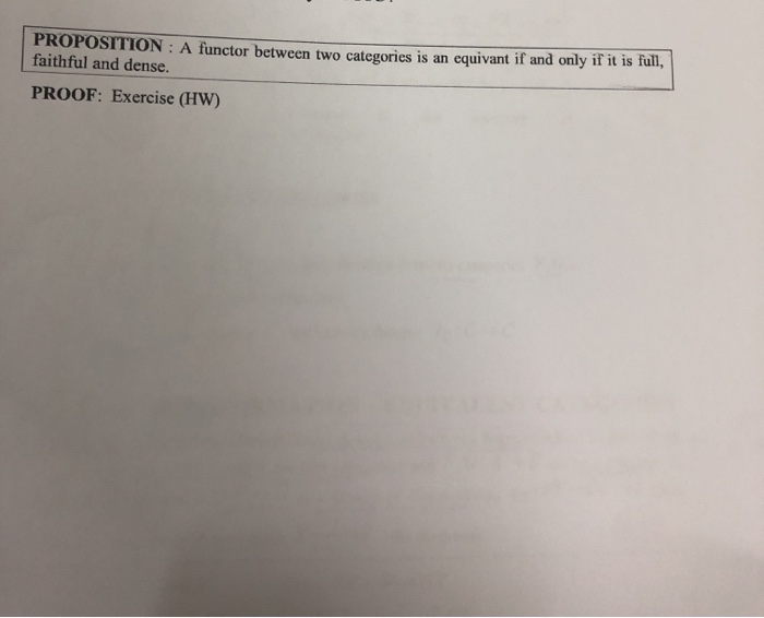 Solved PROPOSITION: A functor between two categories is an | Chegg.com