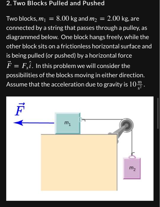Solved 2. Two Blocks Pulled and Pushed Two blocks, m1=8.00 | Chegg.com