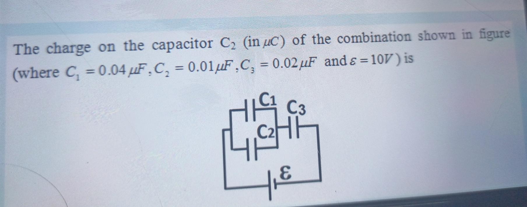 Solved The charge on the capacitor C2 (in uc) of the | Chegg.com