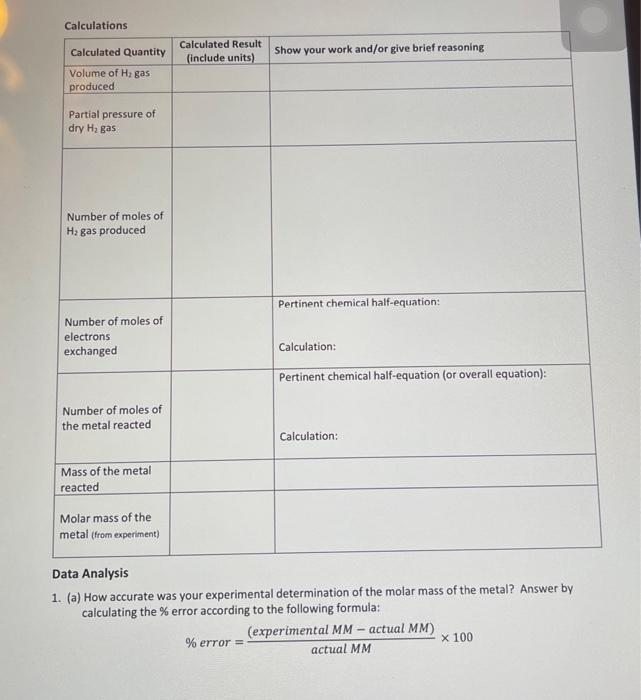 Solved please fill out everything. show work and please do | Chegg.com Solved please fill out everything. show work and please do | Chegg.com