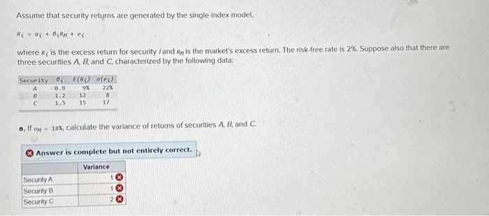 Solved Assume that security returns are generated by the | Chegg.com