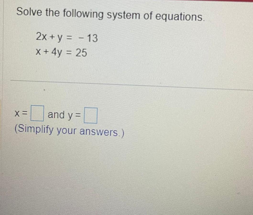 Solved Solve the following system of equations. | Chegg.com