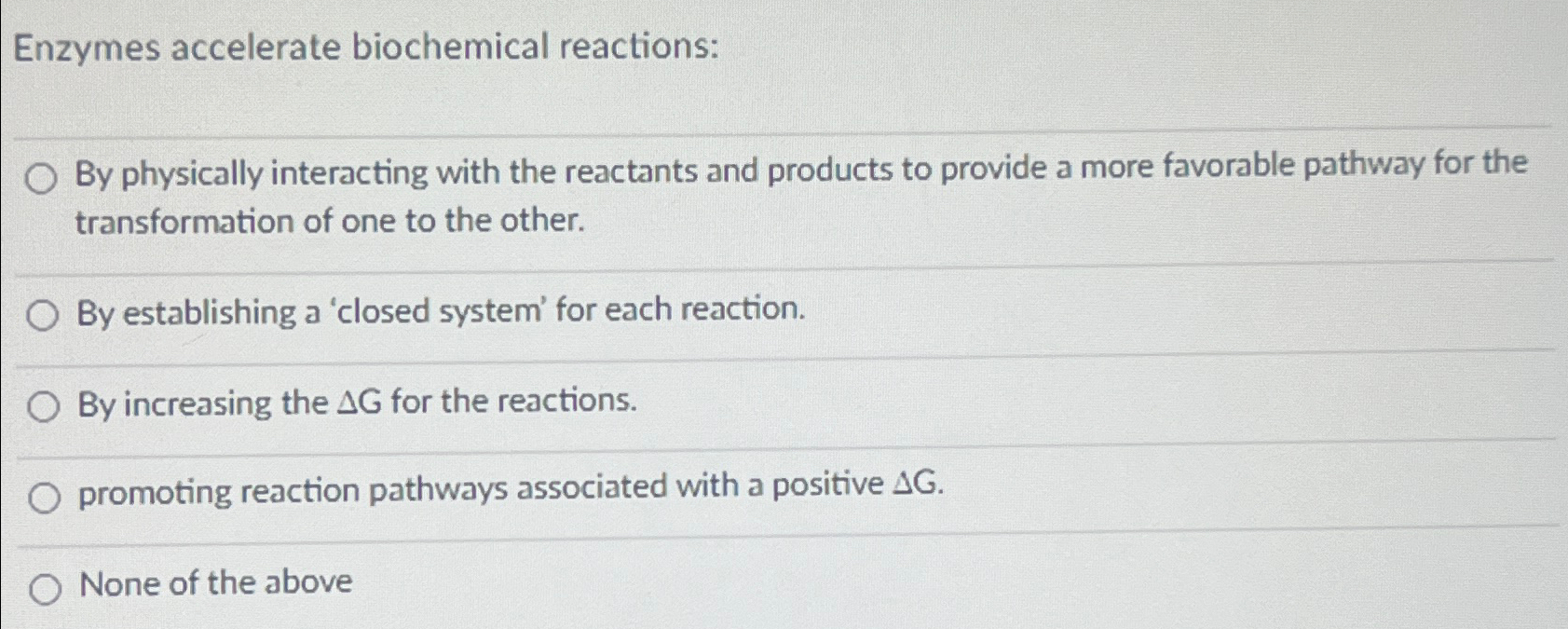Solved Enzymes accelerate biochemical reactions:By | Chegg.com