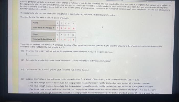 Solved fertilizer A and the other set of plants fertilizer | Chegg.com