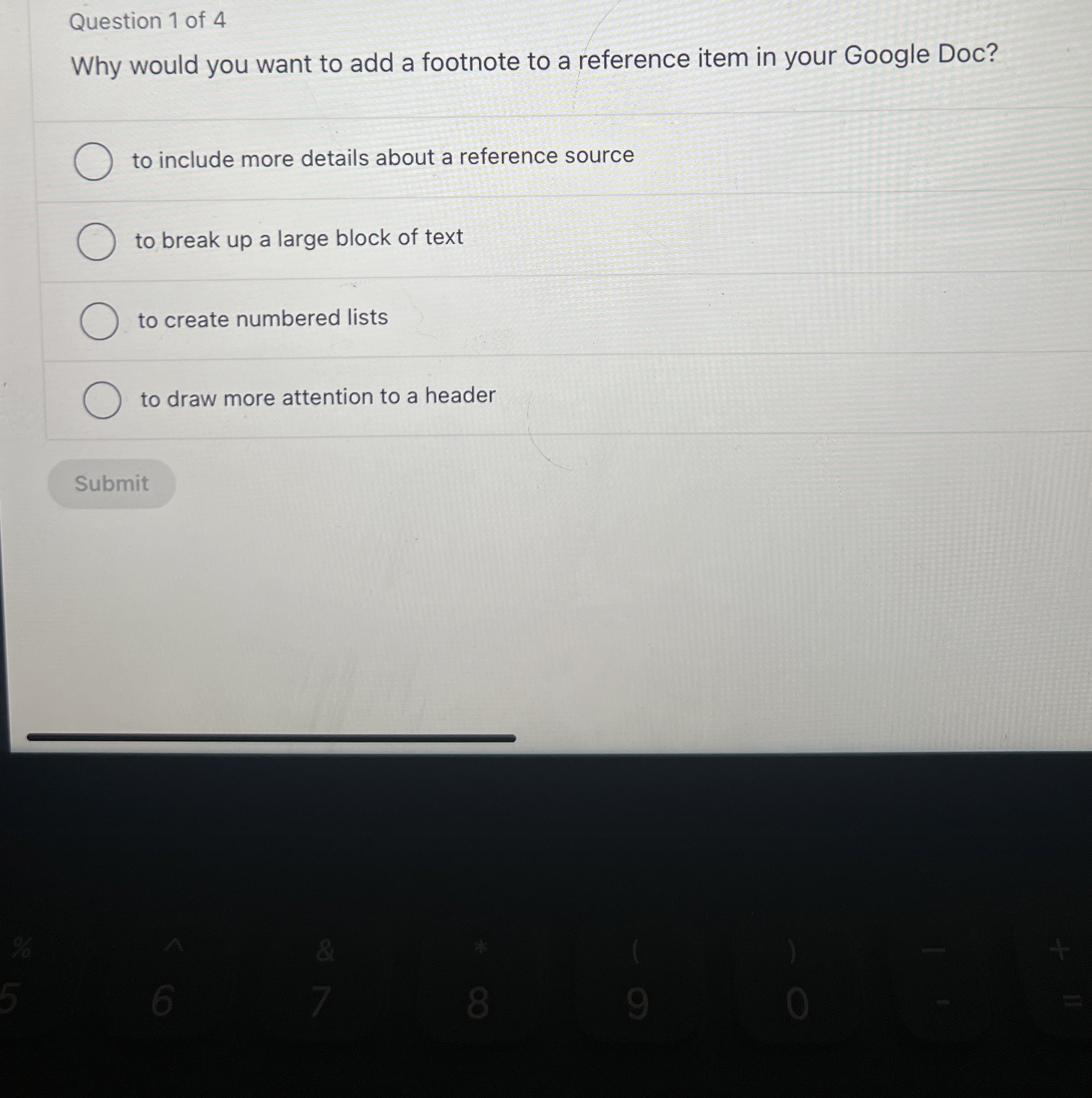 Solved Question 1 ﻿of 4Why would you want to add a footnote | Chegg.com