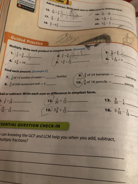 Solved iner Online Assessment Add or subtract. Write each | Chegg.com