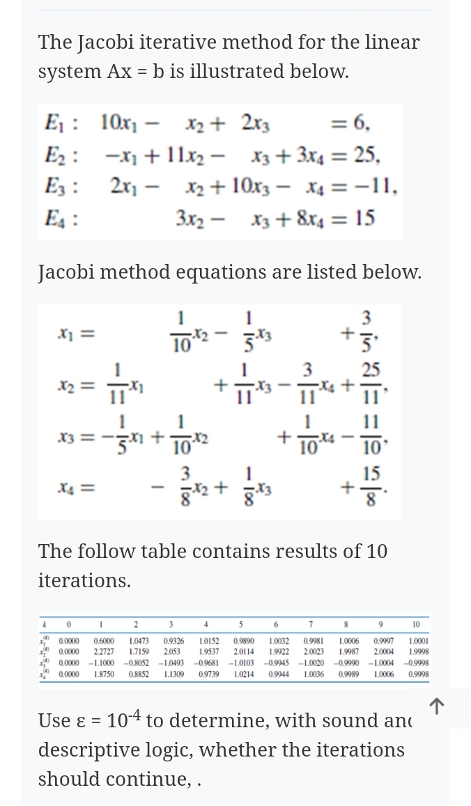 Solved The Jacobi iterative method for the linear system | Chegg.com