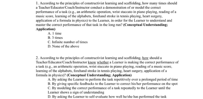 Solved 1. According to the principles of constructivist | Chegg.com