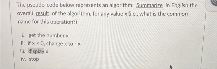 Solved The pseudo-code below represents an algorithm. | Chegg.com