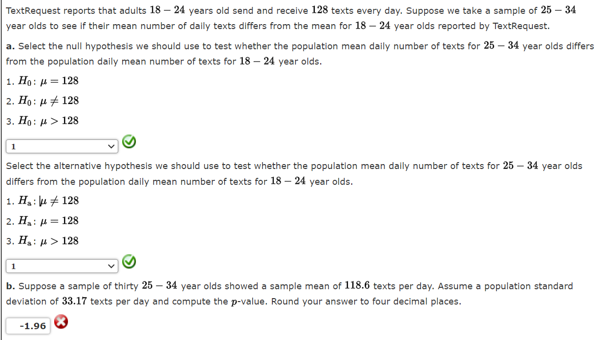 Solved TextRequest reports that adults 18-24 ﻿years old send | Chegg.com