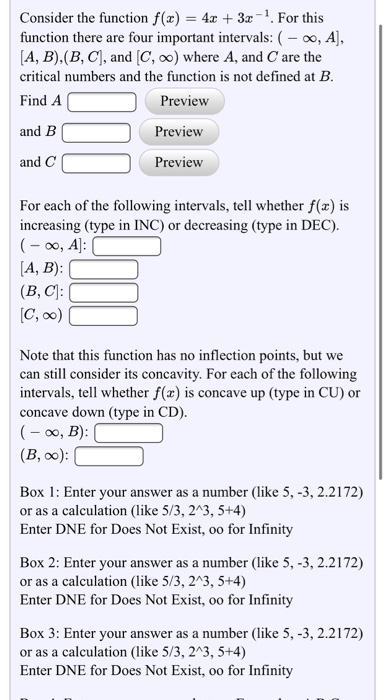 Solved Consider the function f(x) = 4x + 3x - 1. For this | Chegg.com