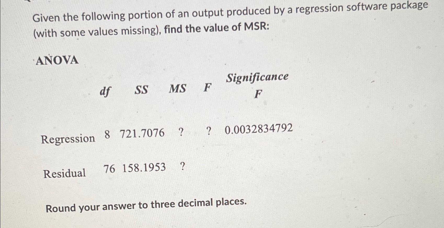Solved Given the following portion of an output produced by | Chegg.com