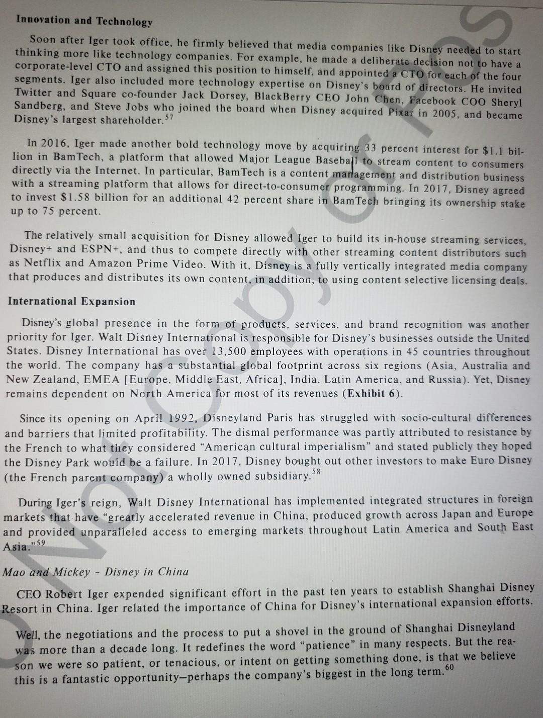 Solved Read the Walt Disney Company 2020 case and analyze | Chegg.com