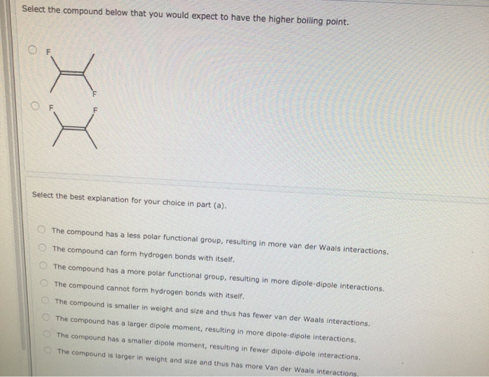 Solved Select the compound below that you would expect to | Chegg.com