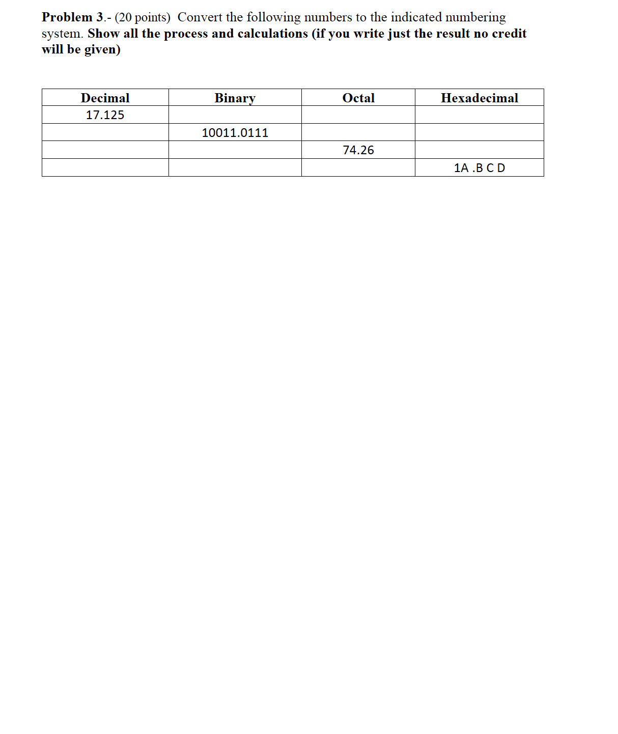Solved Problem 3 20 ï Points ï Convert The Following Chegg