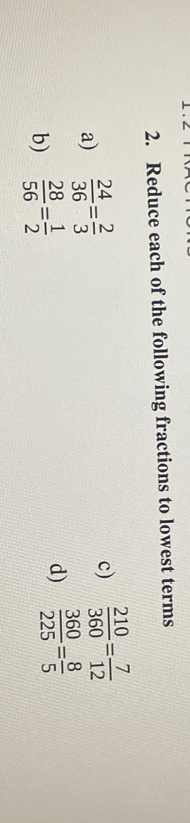 Solved Reduce each of the following fractions to lowest | Chegg.com