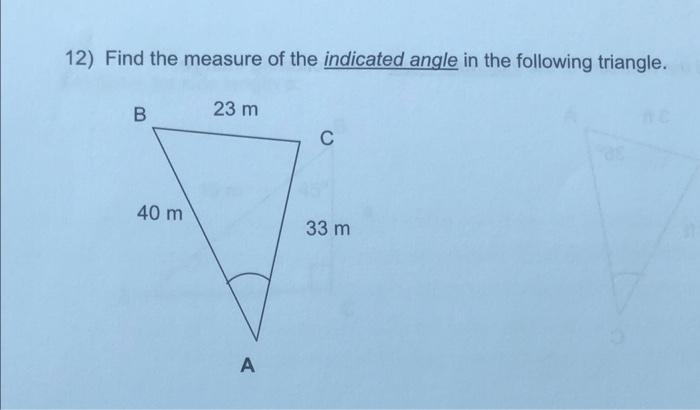 Solved 2) Find the measure of the indicated angle in the | Chegg.com
