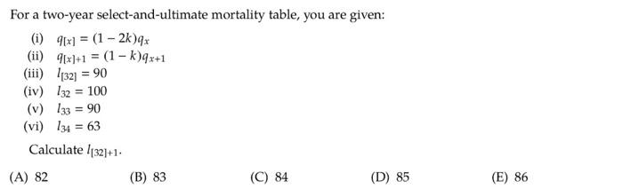 Solved For a two-year select-and-ultimate mortality table, | Chegg.com