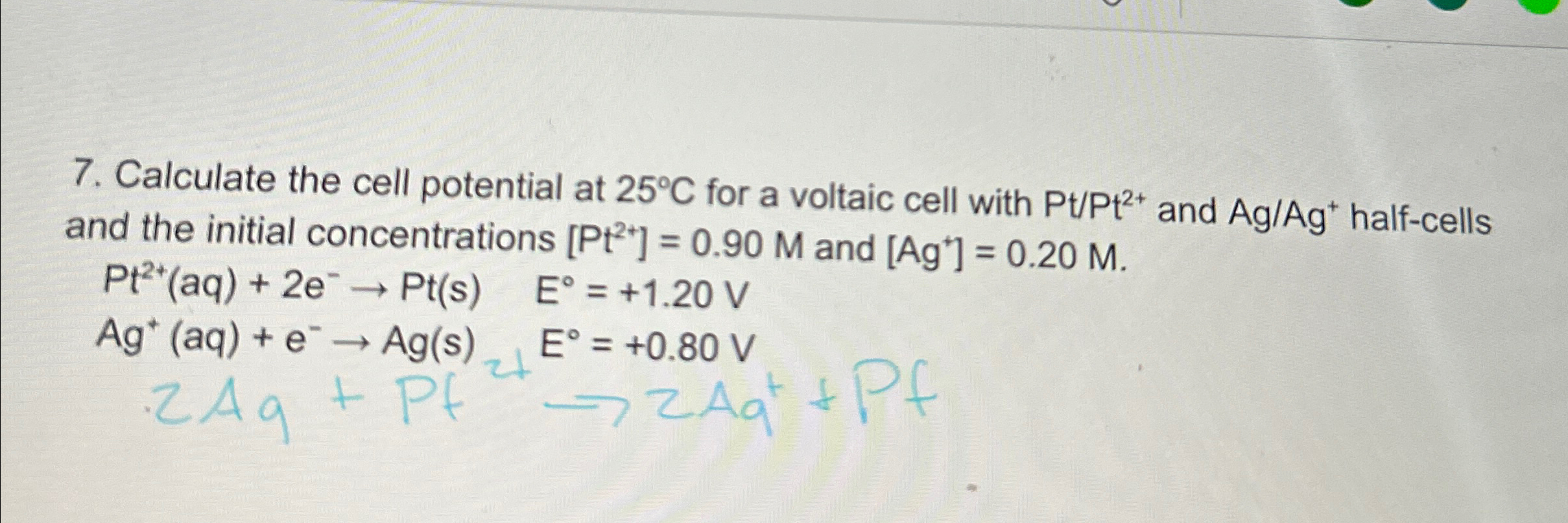 Calculate The Cell Potential At 25°c ﻿for A Voltaic